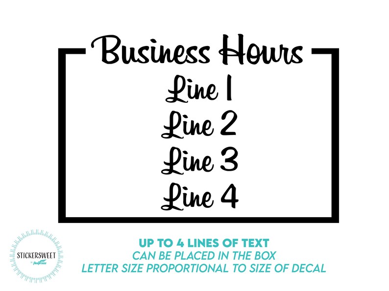 Business Hours Decal Block Letters Custom Stickers for Door - Etsy