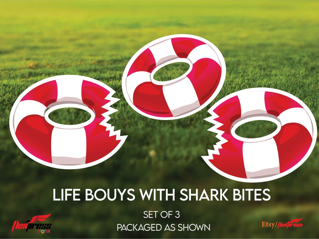Life Saver Bouys, Shark Week Theme, Shark Bite Bouys, Set of 3 Yard Decorations, Shark Birthday ...