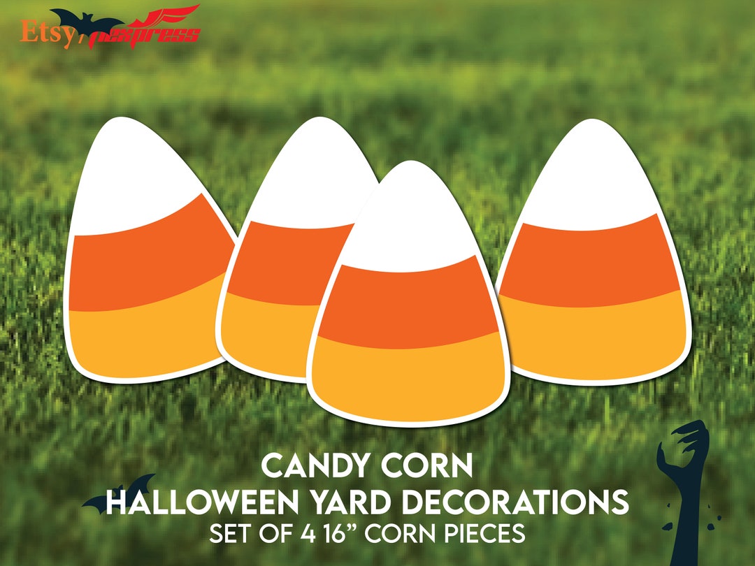 4 Halloween Candy Corn Yard Signs 4 Colorful Corns in a Set Day of the ...