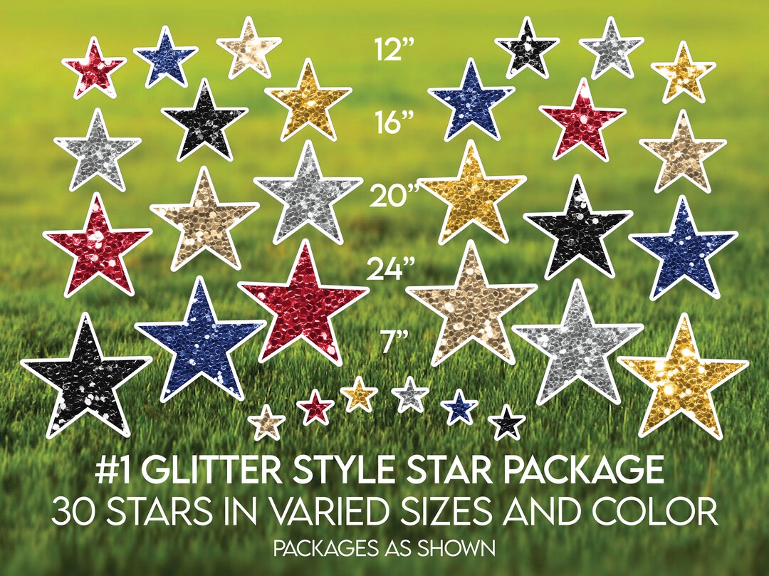 30 Glitter & Solid STARS Package * 6 Multi Color Stars * 5 Sizes * Add ...