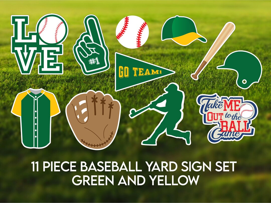 11 Piece Baseball Yard Sign Set in Green and Yellow - Etsy