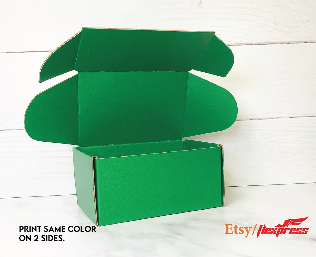 6W X 4L X 3H bright Green Corrugated Box 2 Sided Print Shipping/mailer ...