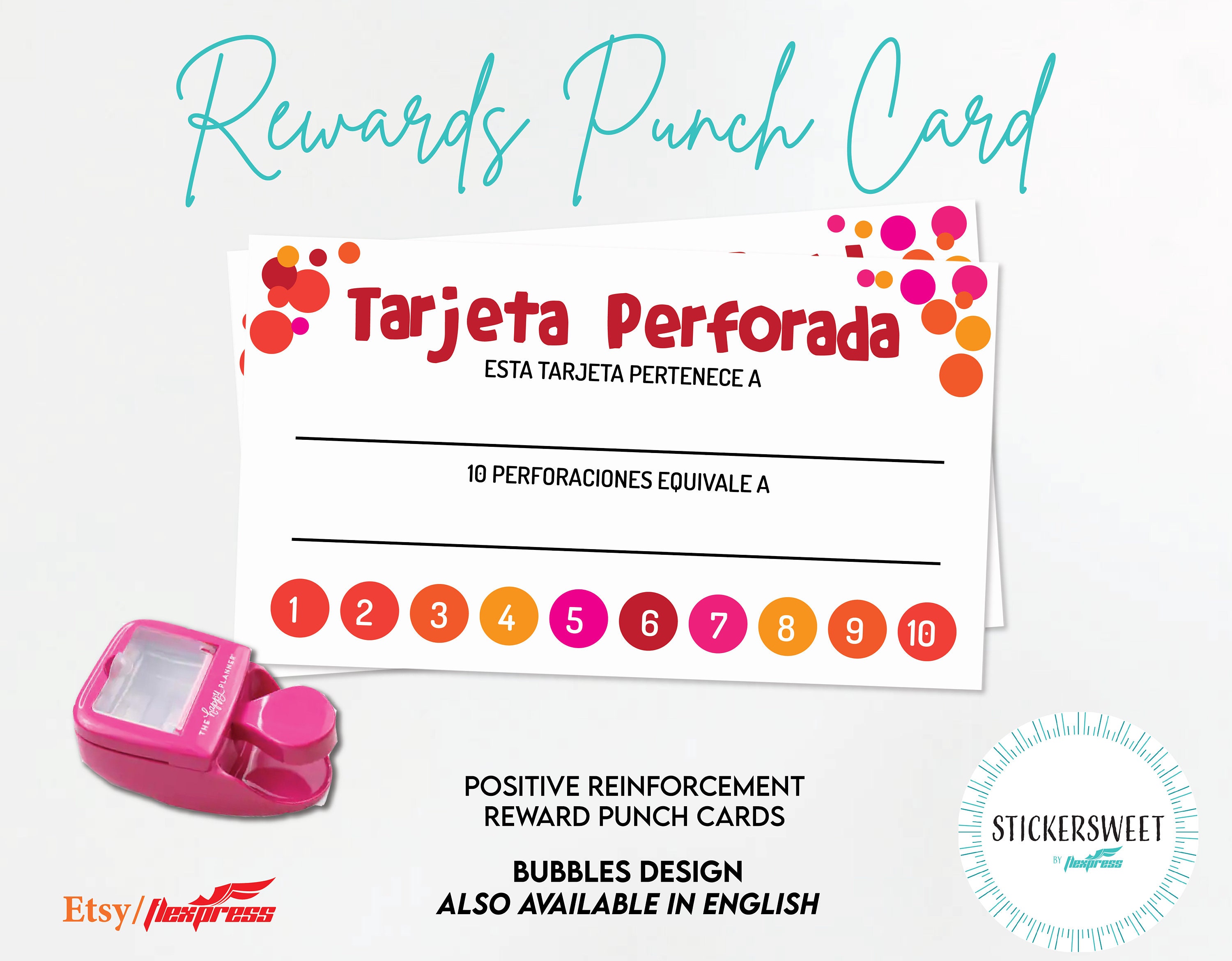 Rewards Punch Card | Small Business Loyalty Card | Set of 50 Cards ...