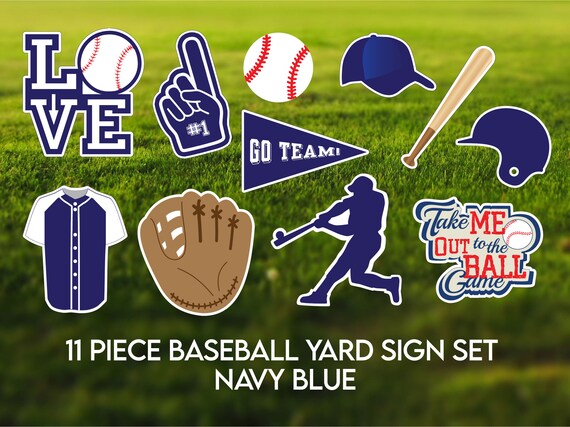 11 Piece Baseball Yard Sign Set in Navy Blue | Etsy