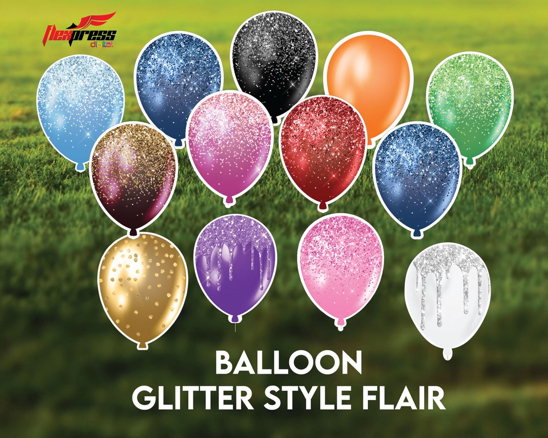 Glitter Style Balloon Flair! 2 Balloons of Same Color | Add Pizazz to ...