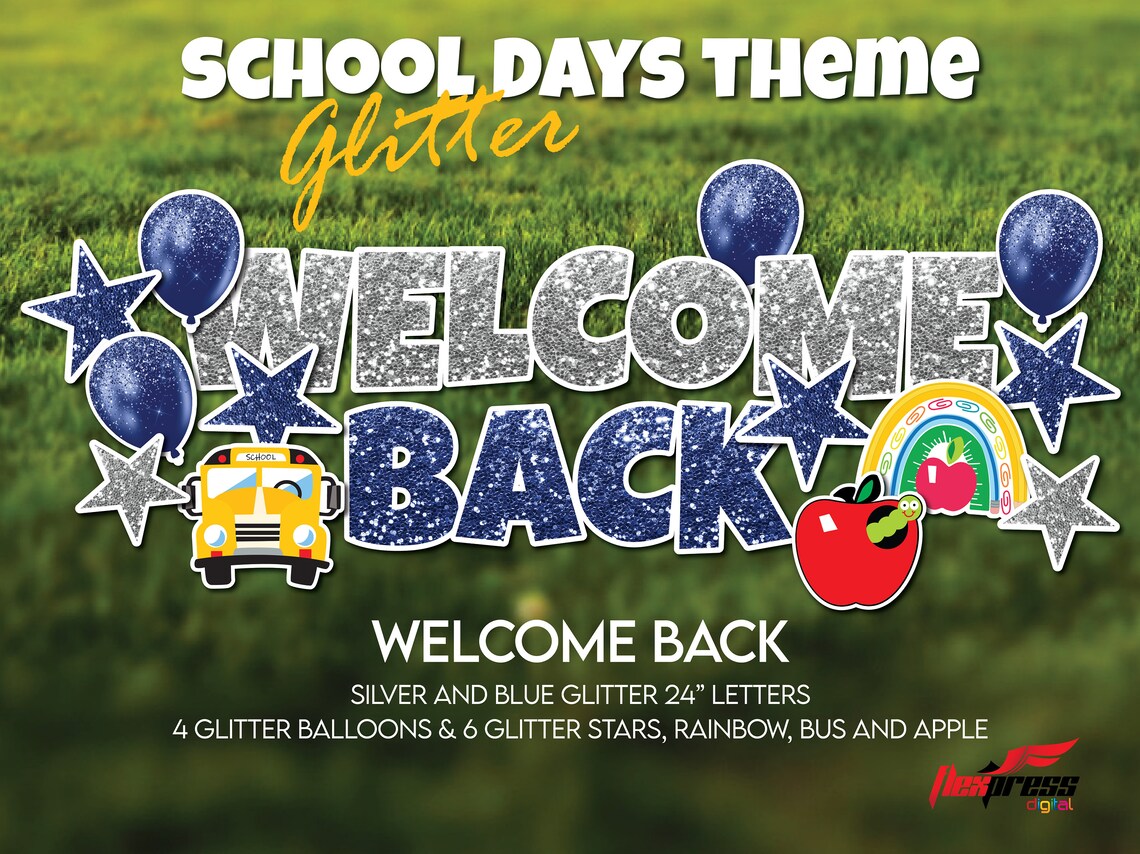 WELCOME BACK Glitter School Yard Display 24 Piece Set Back - Etsy