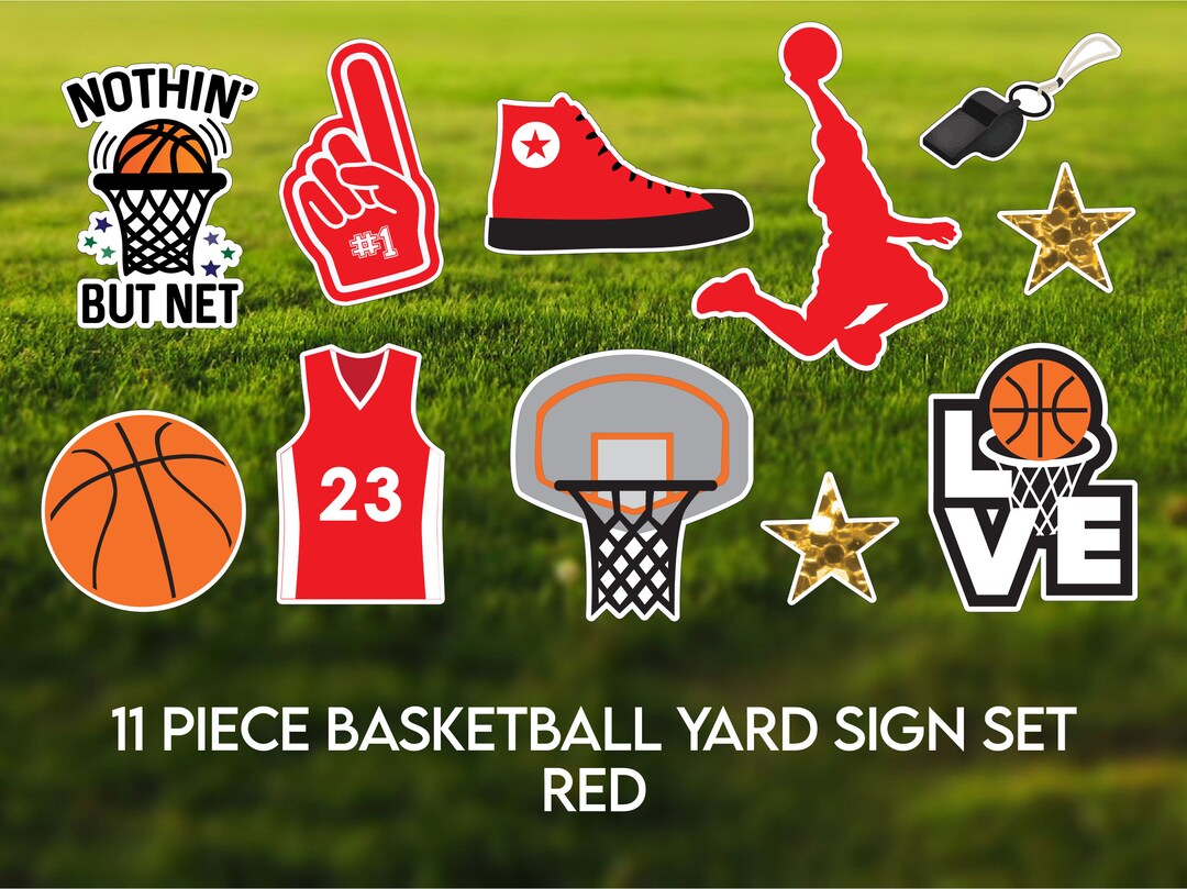11 Piece Basketball Yard Sign Set in Red - Etsy