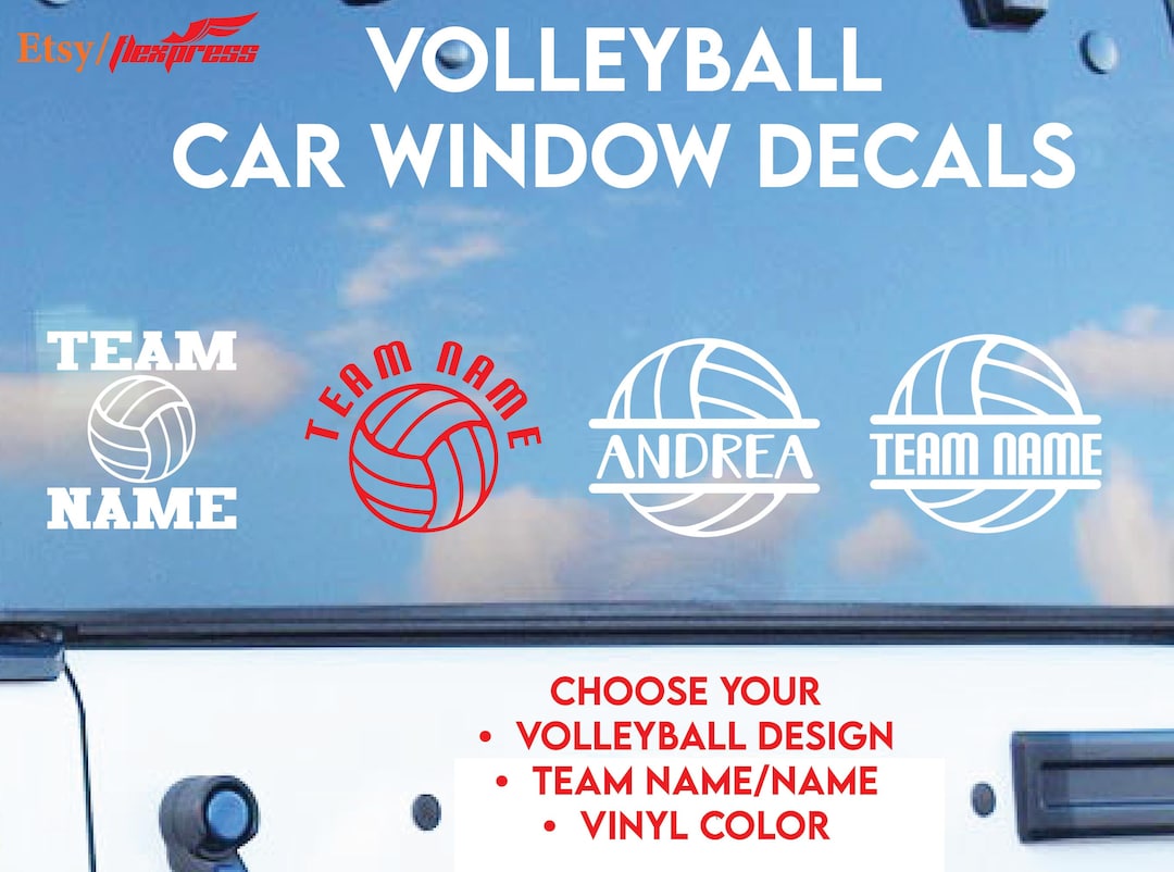 Volleyball Window Decal, Team Name With Volleyball Sports Ball, Custom ...