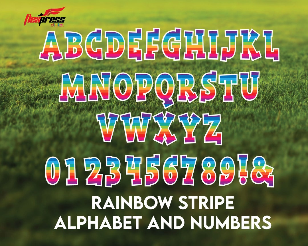 Rainbow Stripe 24 Inch Letters & Numbers | Striped Design in Colors of ...