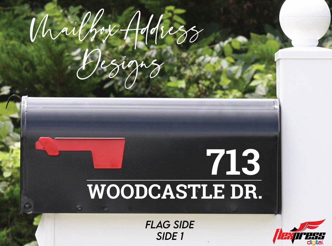 Mailbox Address Decals, SET OF 2, Street Address Decal for Each Side of ...