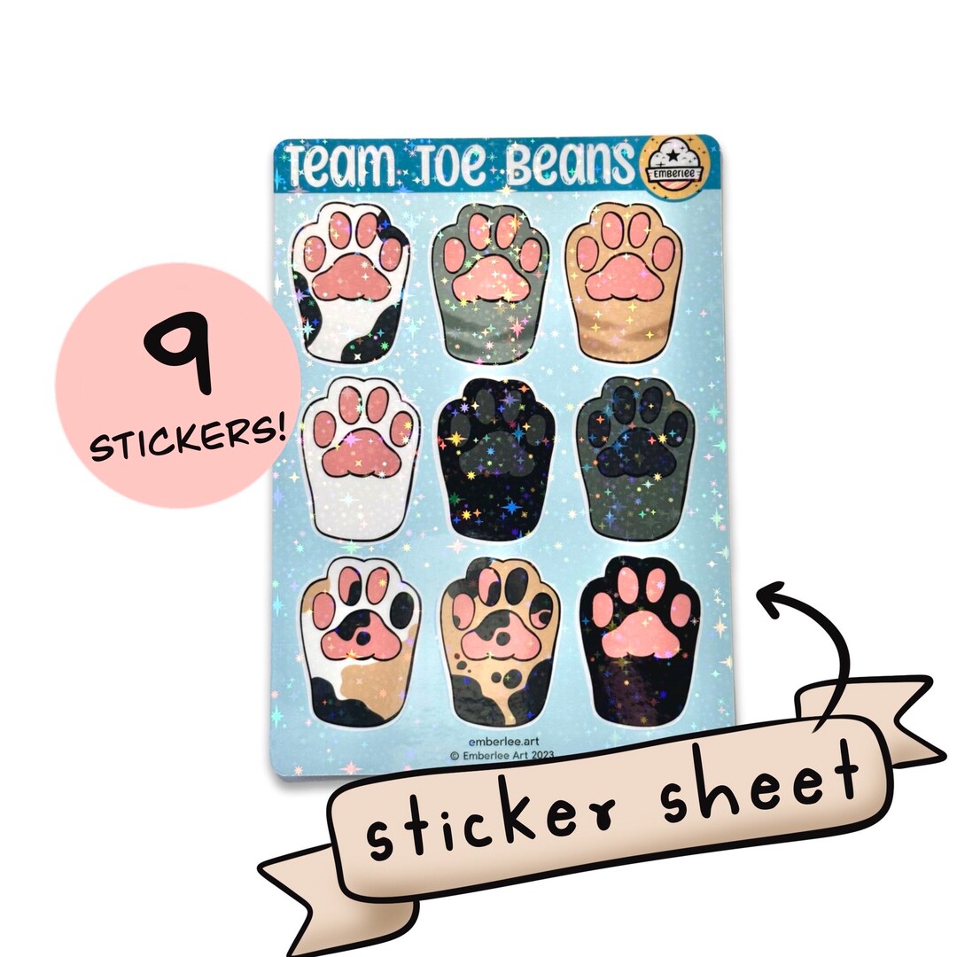 Toe Beans Sticker Sheet, Holographic or Matte Vinyl Stickers, Cute ...