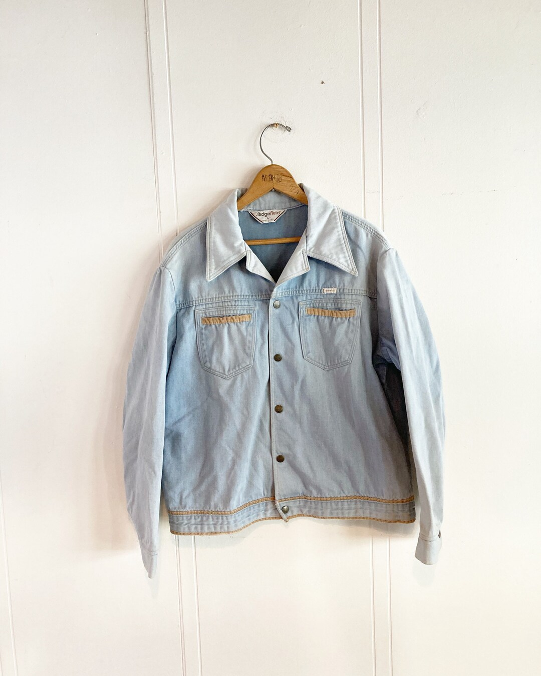 70s Sedgefield Denim Jacket Corduroy Detail Snap Jacket L - Etsy