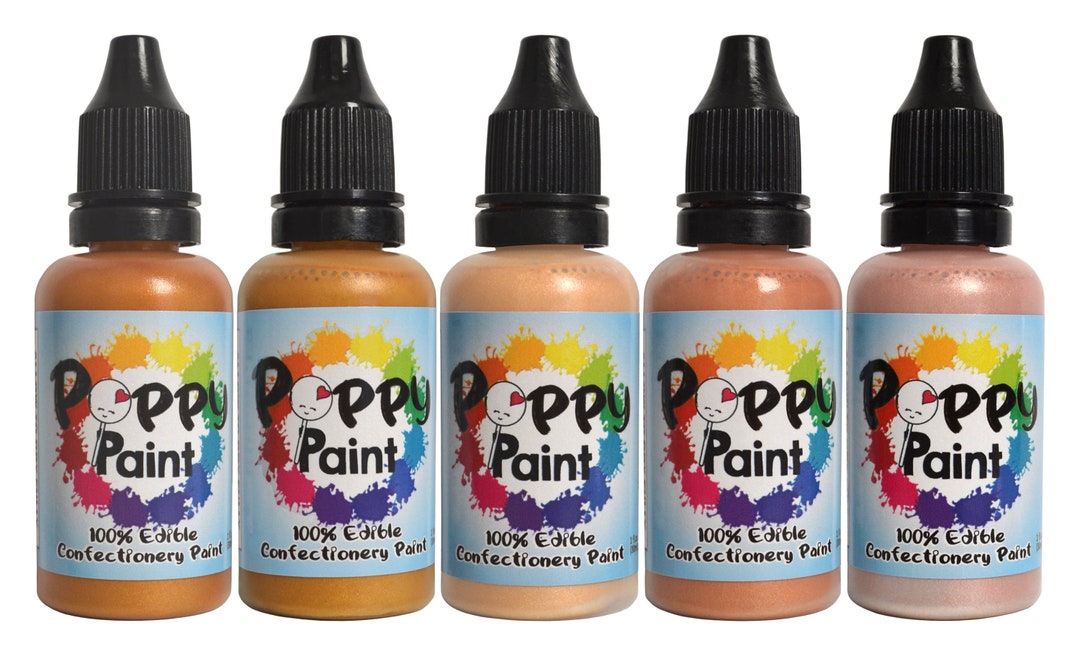 Edible Poppy Paints – Honey Gold, Gold, Champagne, Rose Gold, Cotton ...