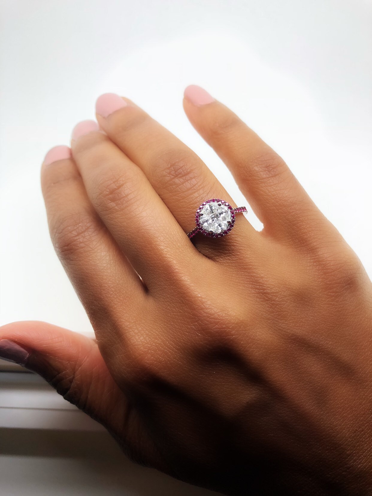 Diamond and Ruby Illusion Ring - Etsy