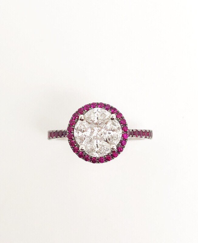 Diamond and Ruby Illusion Ring - Etsy