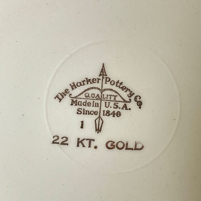 Vintage Harker Pottery Co Wild Rose Plate Platter 22k Gold Rim - Circa ...