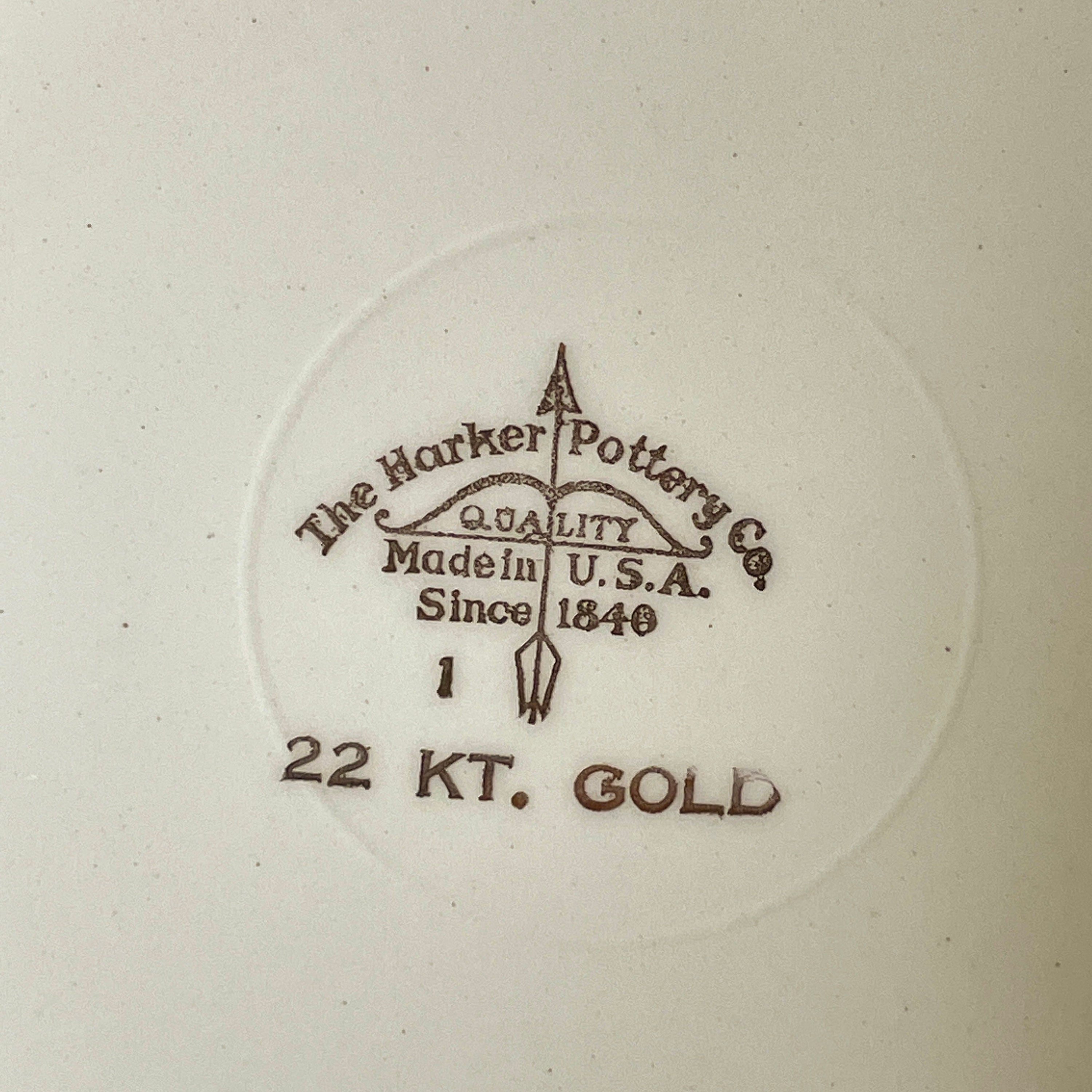 Vintage Harker Pottery Co Wild Rose Plate Platter 22k Gold Rim - Circa ...