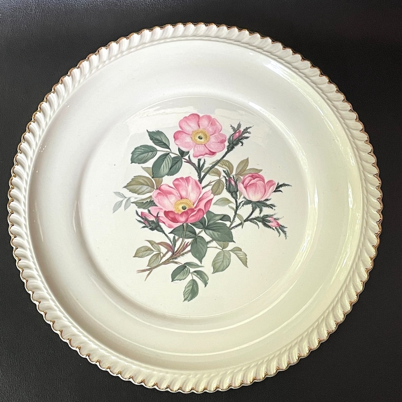 Vintage Harker Pottery Co Wild Rose Plate Platter 22k Gold Rim - Circa ...