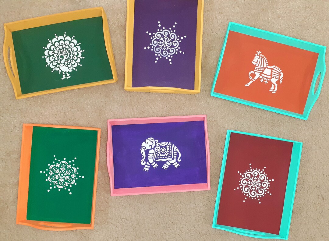 Wooden Decor Trays/ Thambulam Trays/muggulu Trays/kolam Trays/wedding ...
