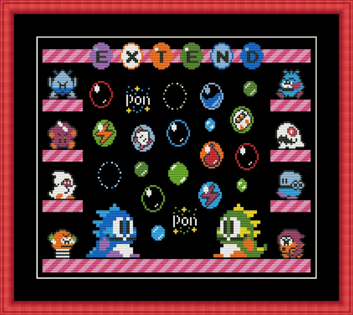 Bubble Bobble Cross Stitch Pattern PDF - Extend - Video Game Cross ...