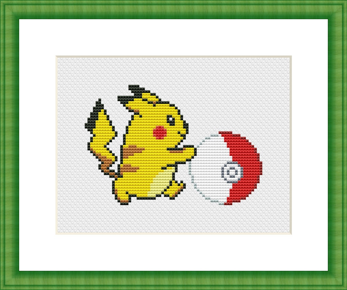 Pokemon Pikachu & Poke Ball Cross Stitch Pattern PDF Instant - Etsy