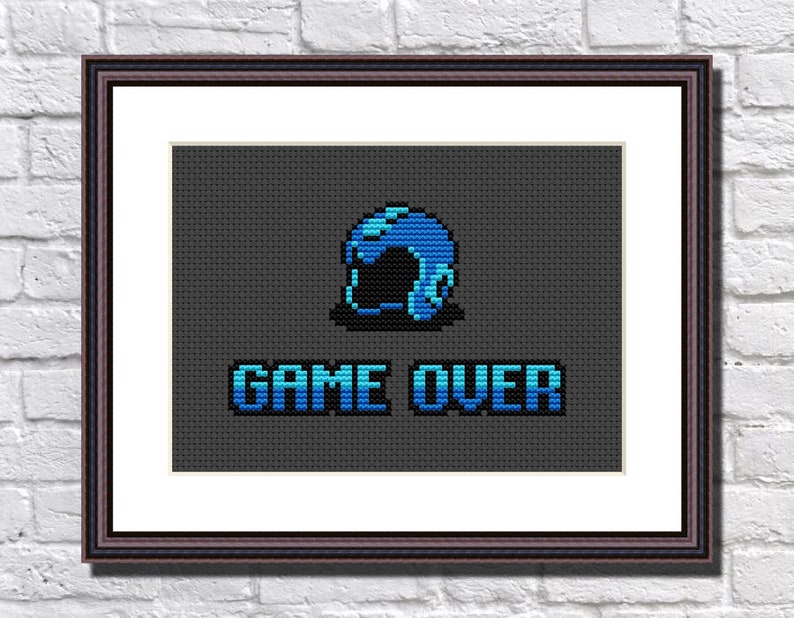 Video Game Cross Stitch Pattern Mega Man Game Over PDF Instant Download ...