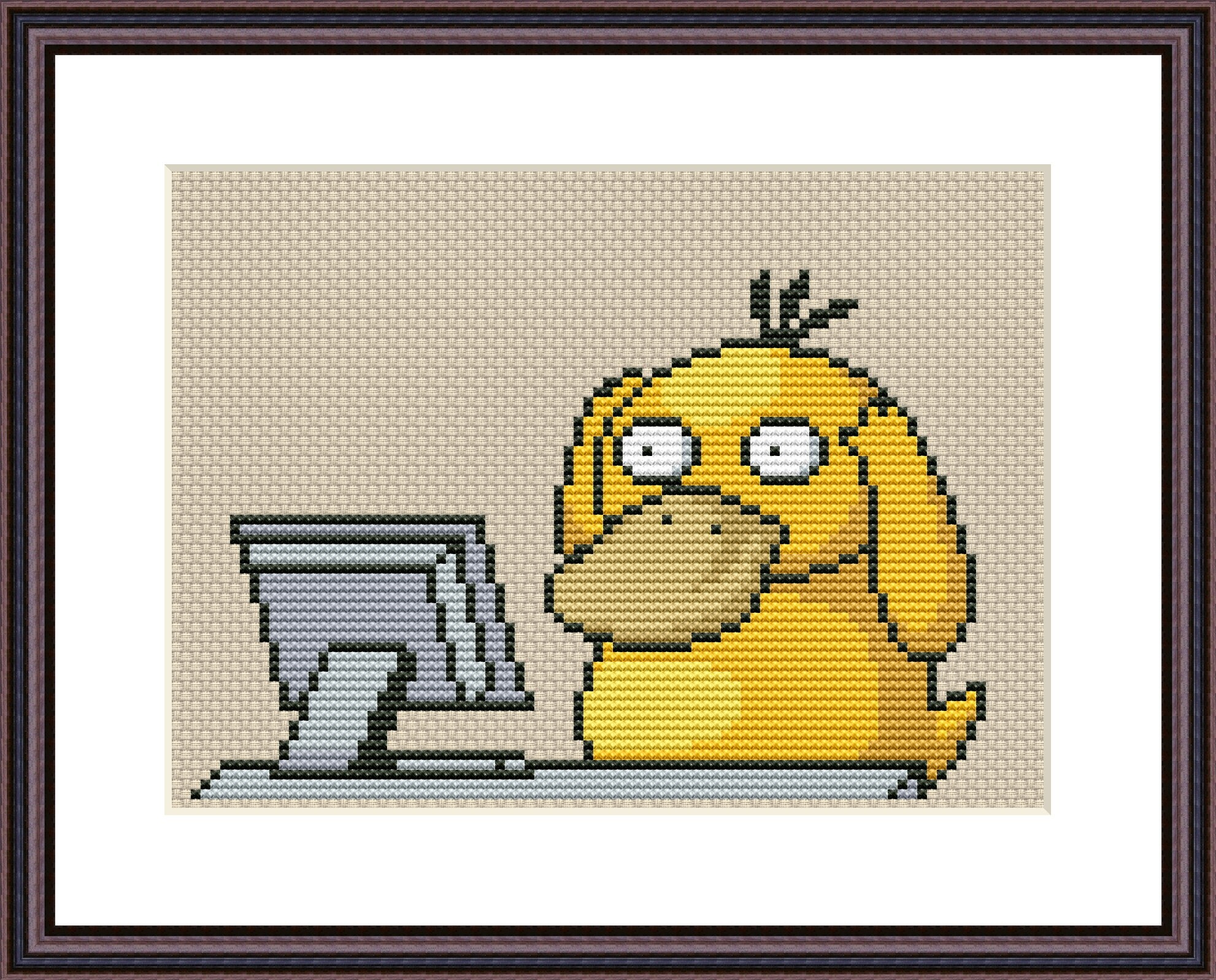 Funny Psyduck Mem Pokemon Office Cross Stitch Pattern PDF Video Game ...