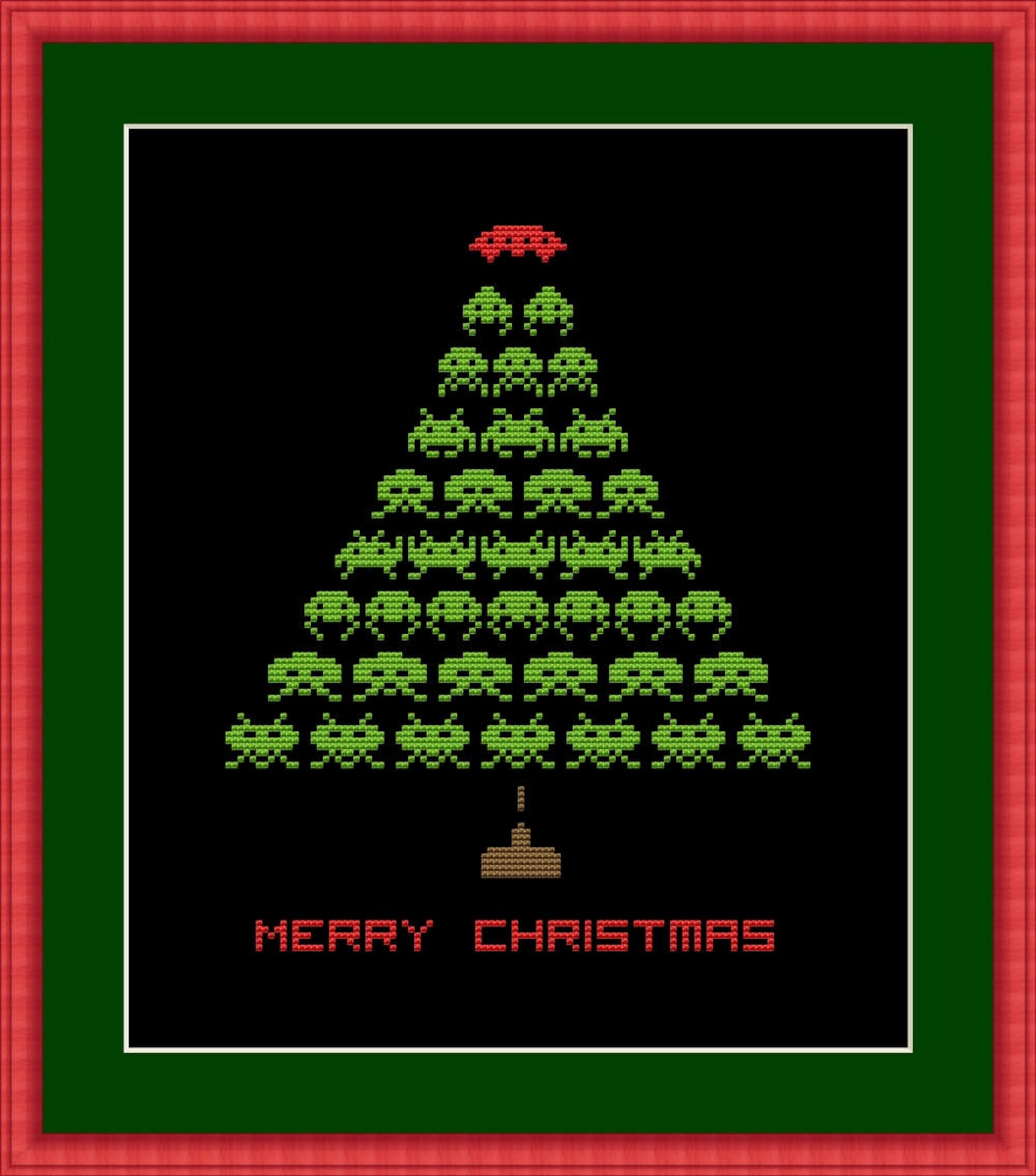 Space Invaders Christmas Tree Cross Stitch Pattern PDF Instant Download ...