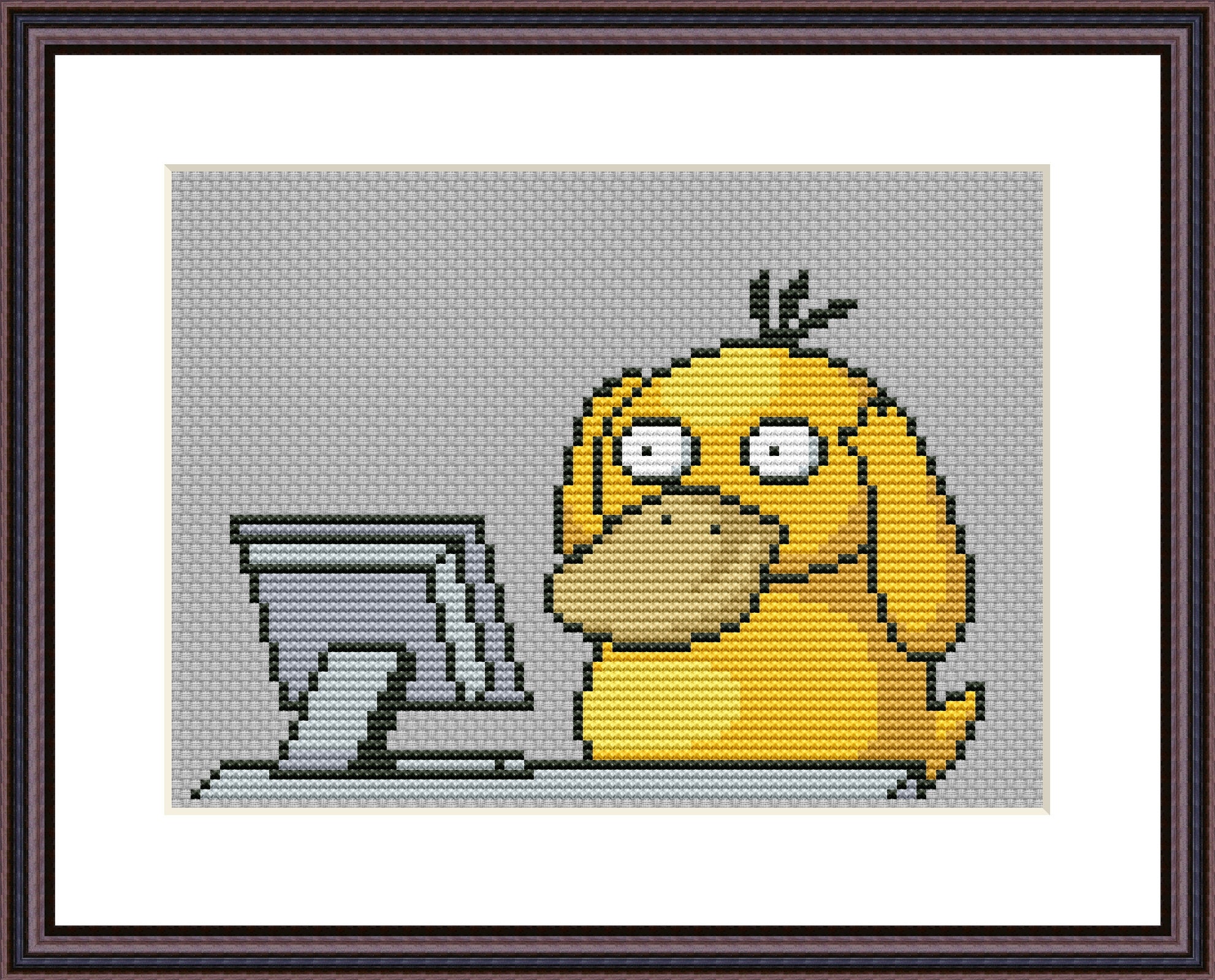 Funny Psyduck Mem Pokemon Office Cross Stitch Pattern PDF - Etsy