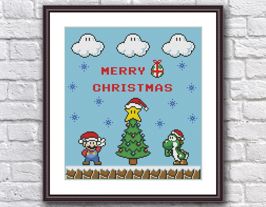 Super Mario Merry Christmas Retro Video Game Super Mario | Etsy