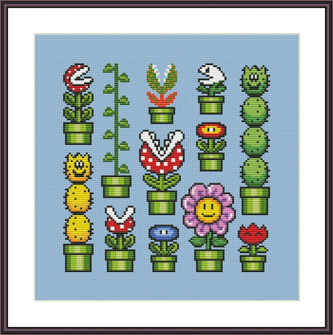 Super Mario - Flowers Sampler - Retro Video Game Super Mario - Cross ...