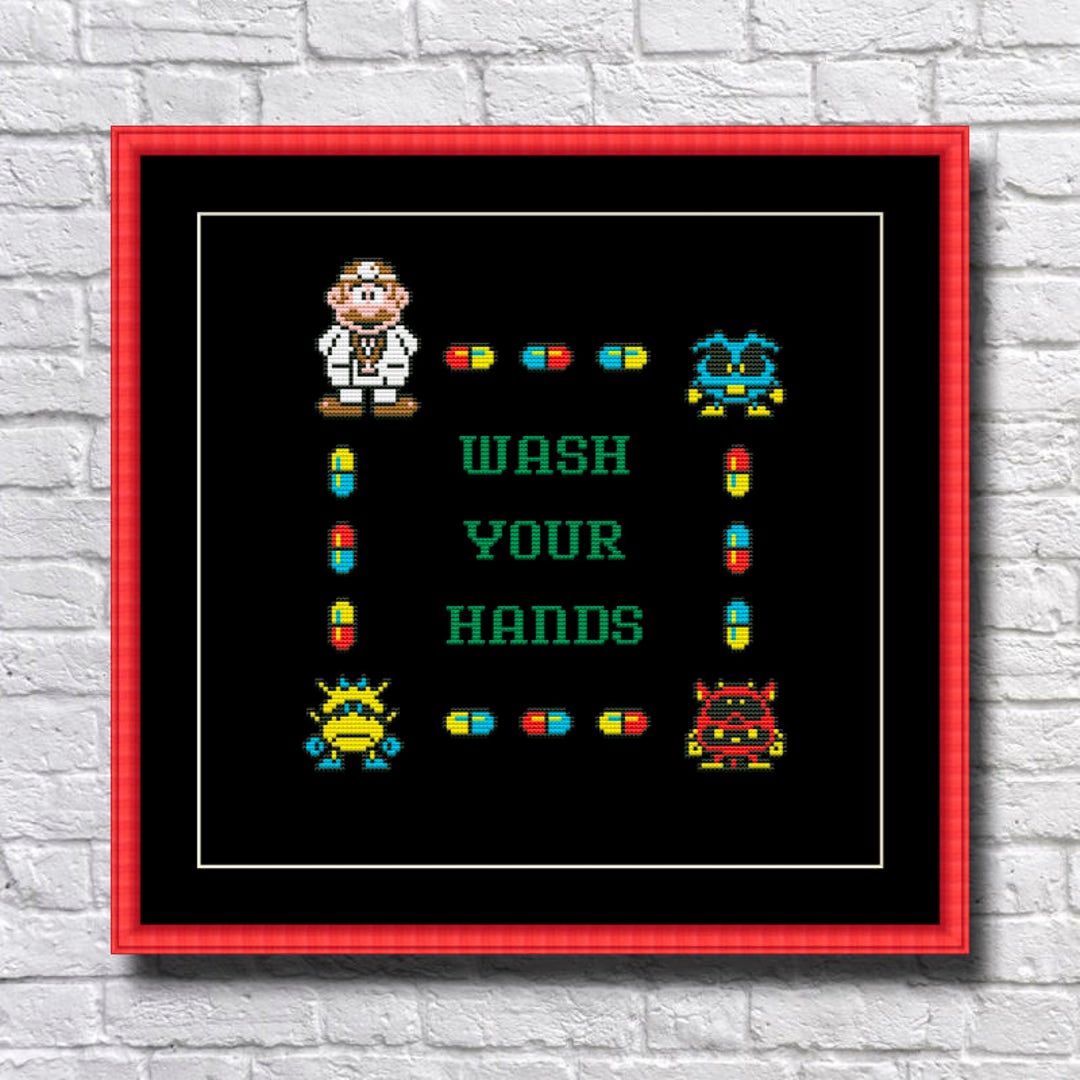 Wash Your Hands Super Mario Cross Stitch Pattern PDF Instant Download ...