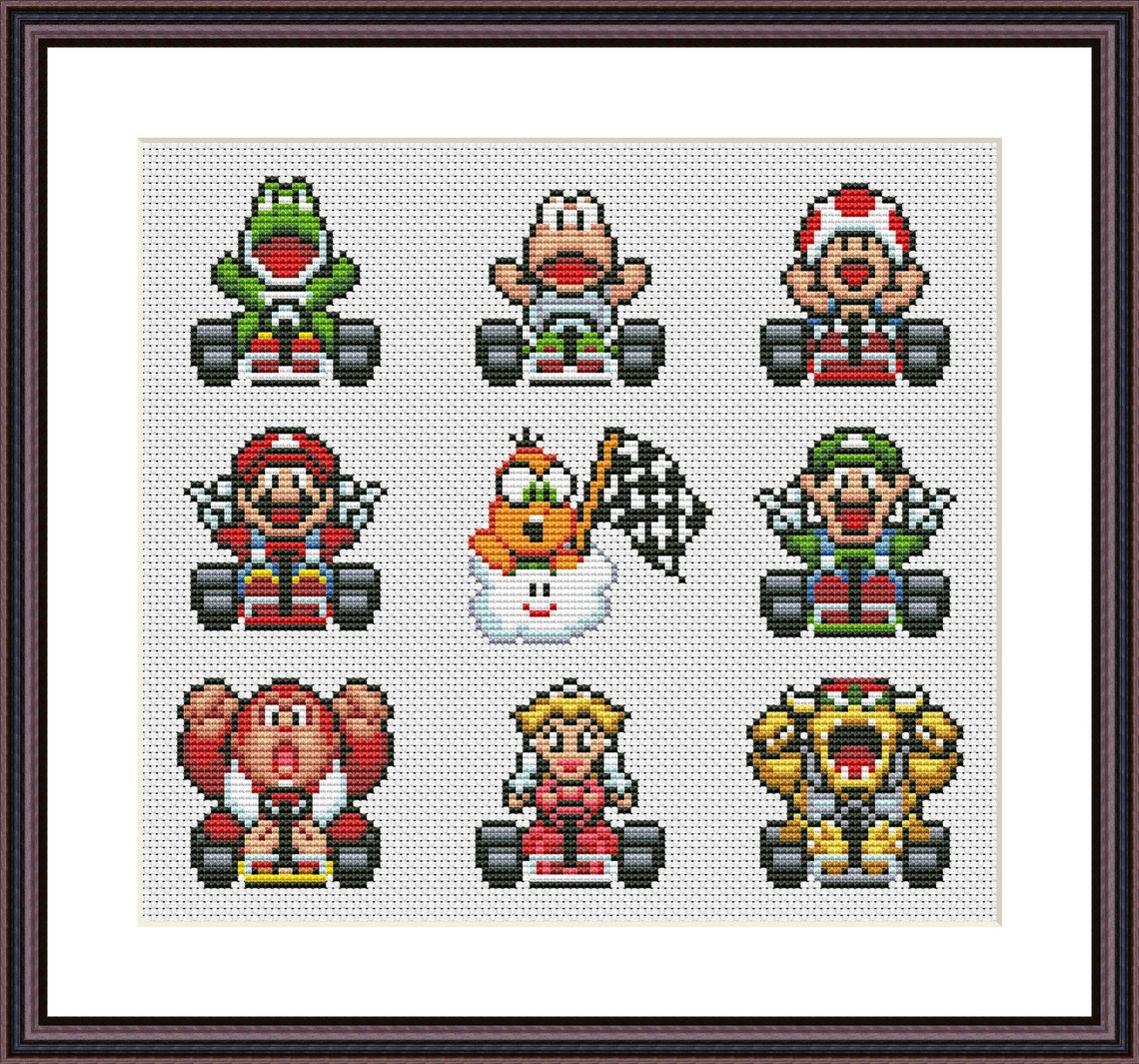 Super Mario Kart Sampler -retro Video Game Super Mario - Cross Stitch ...
