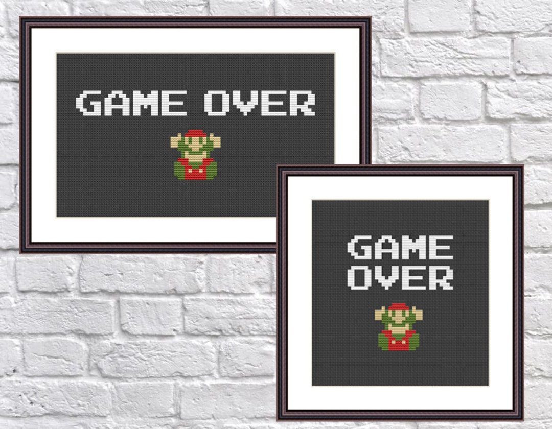 Super Mario Game Over -set of 2 Patterns 3 Size - Retro Video Game ...