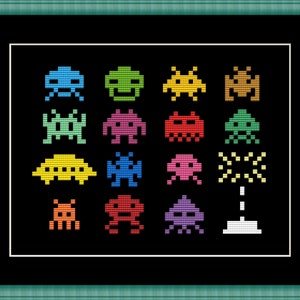 Space Invaders Funny Modern Cross Stitch Pattern - PDF Instant Download ...