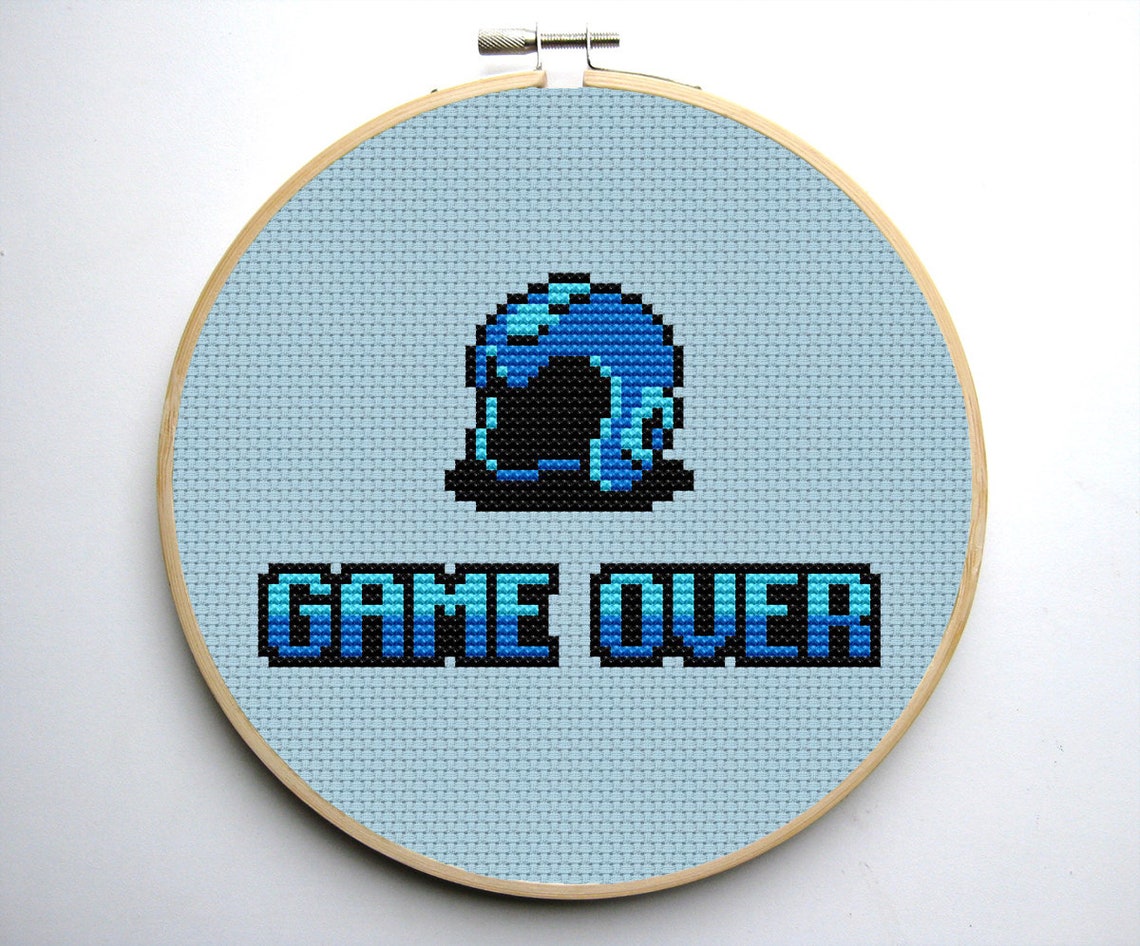 Video Game Cross Stitch Pattern Mega Man Game Over PDF Instant Download ...