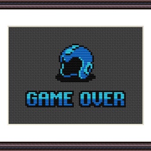 Video Game Cross Stitch Pattern Mega Man Game Over PDF Instant Download ...