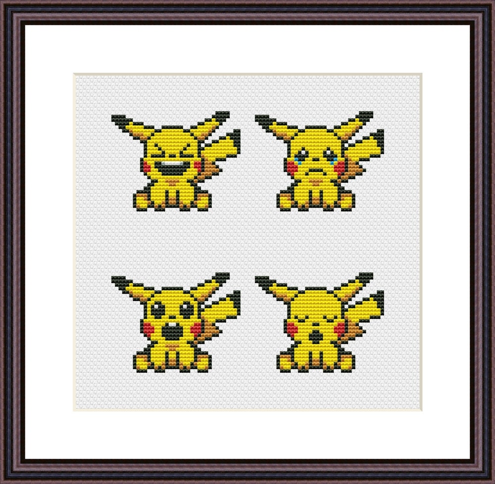 Pikachu Emoji 2 Pokemon Set of 28 Cross Stitch Pattern PDF | Etsy