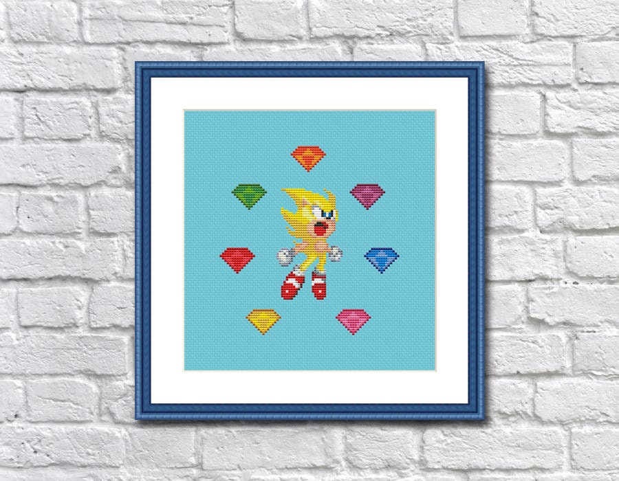Sonic Super Sonic Funny Cross Stitch Pattern PDF Instant | Etsy