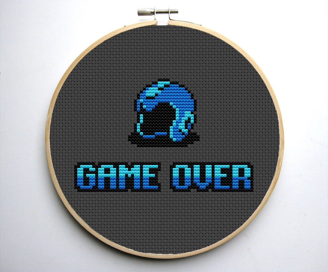 Video Game Cross Stitch Pattern Mega Man Game Over PDF Instant Download ...