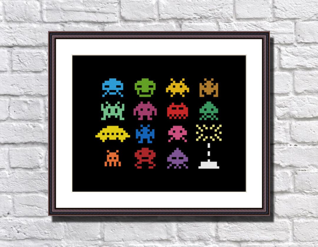 Space Invaders Funny Modern Cross Stitch Pattern PDF Instant Download ...