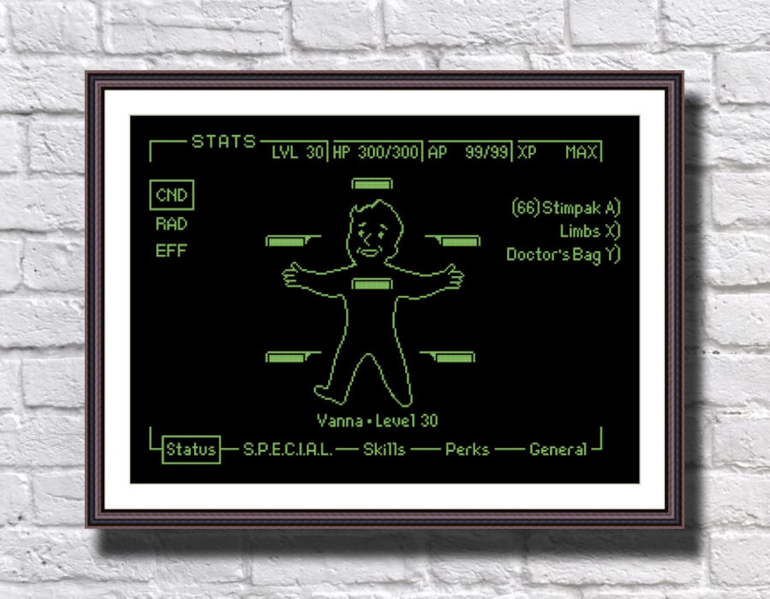 Pipboy Screen Fallout Cross Stitch Pattern PDF Instant Download Video ...