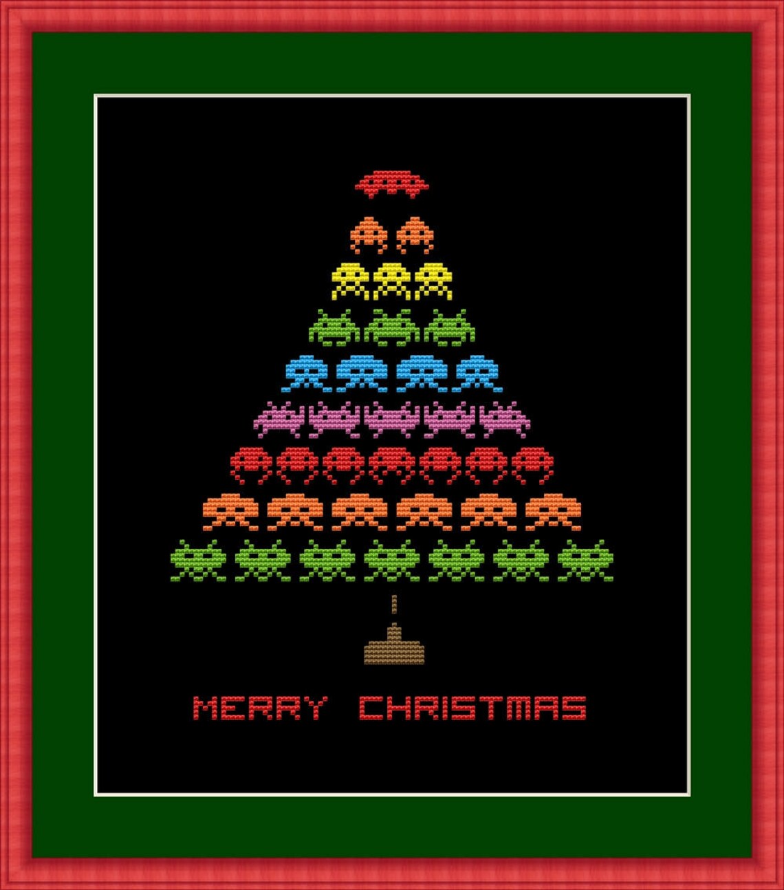 Space Invaders Christmas Tree Cross Stitch Pattern PDF Instant Download ...