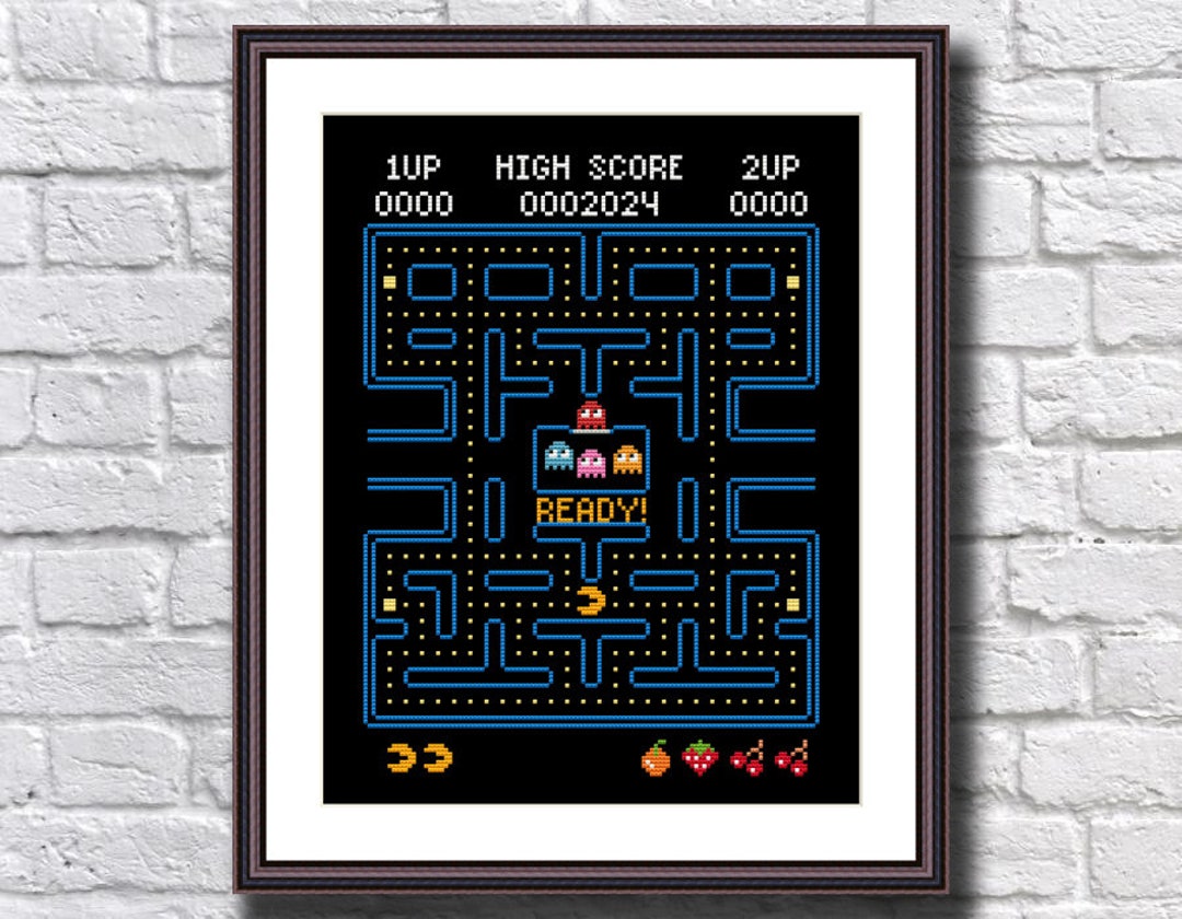 Pac-man Video Game Cross Stitch Pattern PDF Pacman Arcade Game Cross Stitch Pac Man - Etsy
