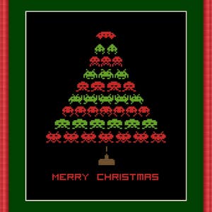 Space Invaders Christmas Tree Cross Stitch Pattern PDF Instant Download ...