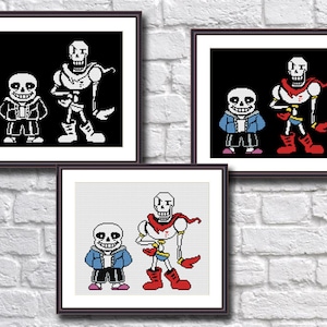 Cross Stitch Pattern Undertale Video Game Sans & Papyrus Funny PDF Set ...