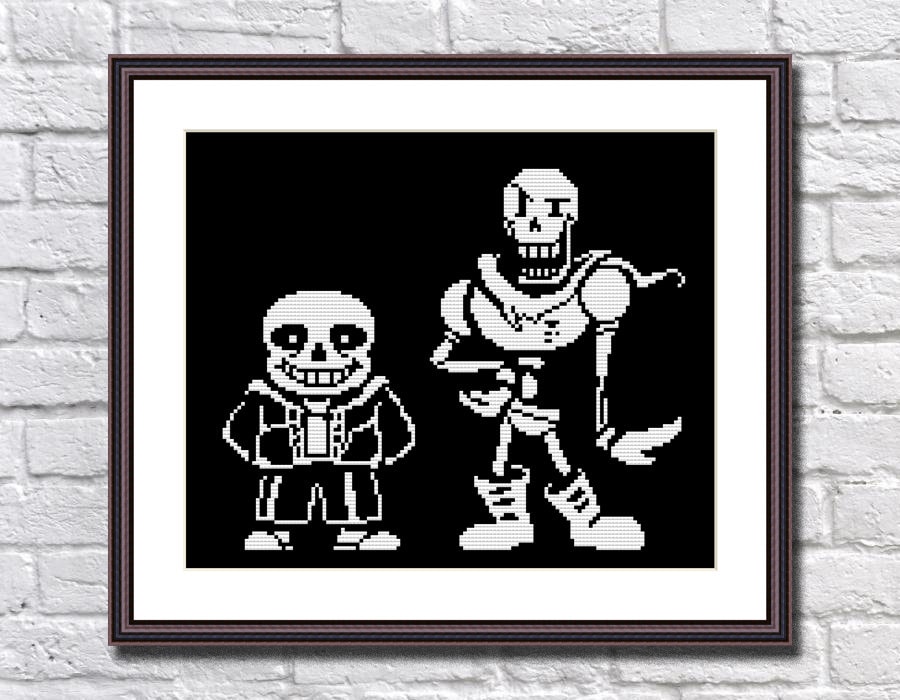 Cross Stitch Pattern Undertale Video Game Sans & Papyrus Funny | Etsy