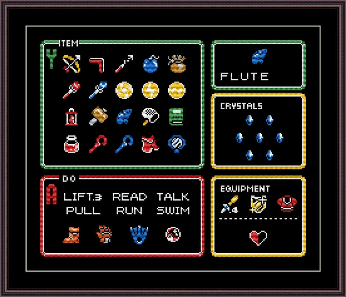 Legend of Zelda Inventory Cross Stitch Pattern PDF Instant - Etsy