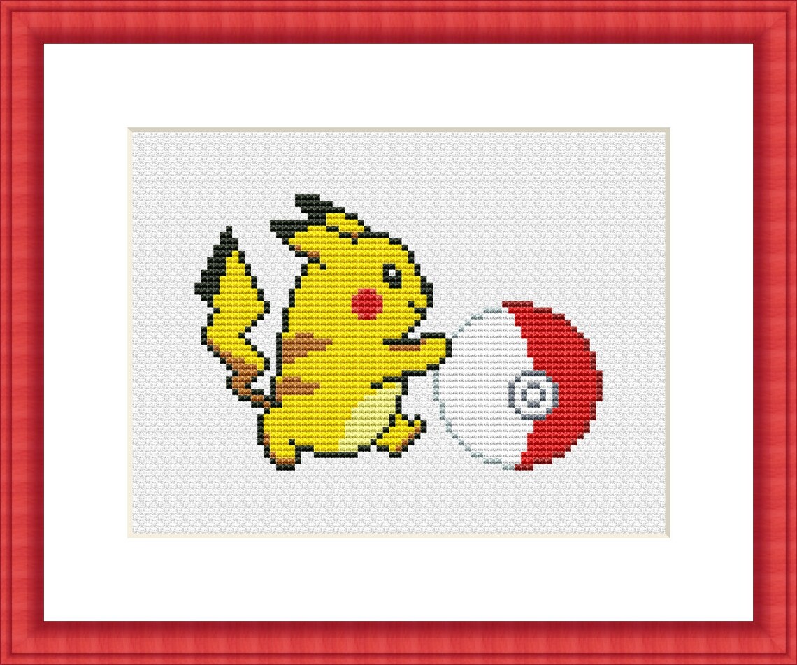 Pokemon Pikachu & Poke Ball Cross Stitch Pattern PDF Instant Download ...
