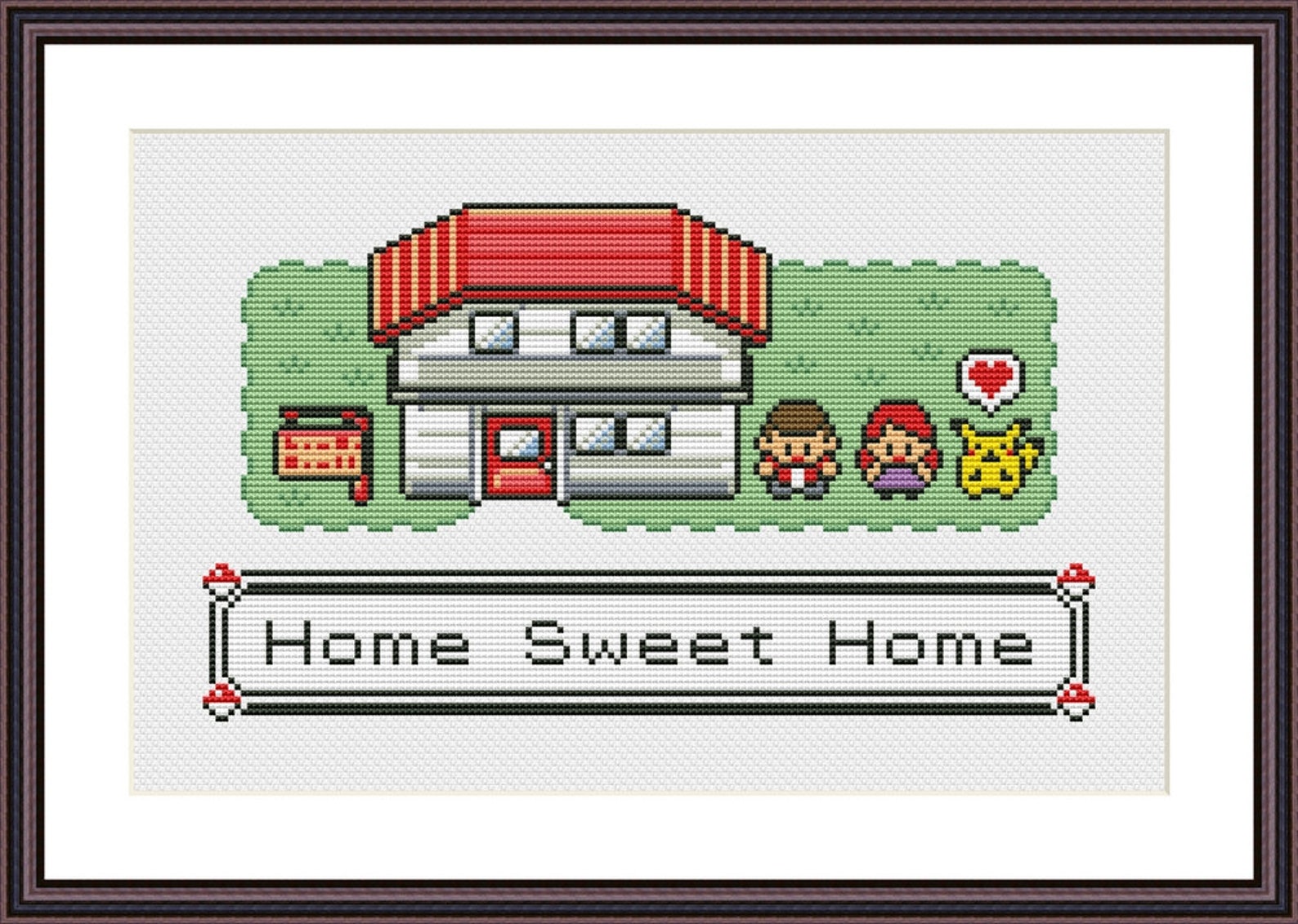 Pokemon Inspired Home Sweet Home With Pikachu Cross Stitch Pattern PDF ...